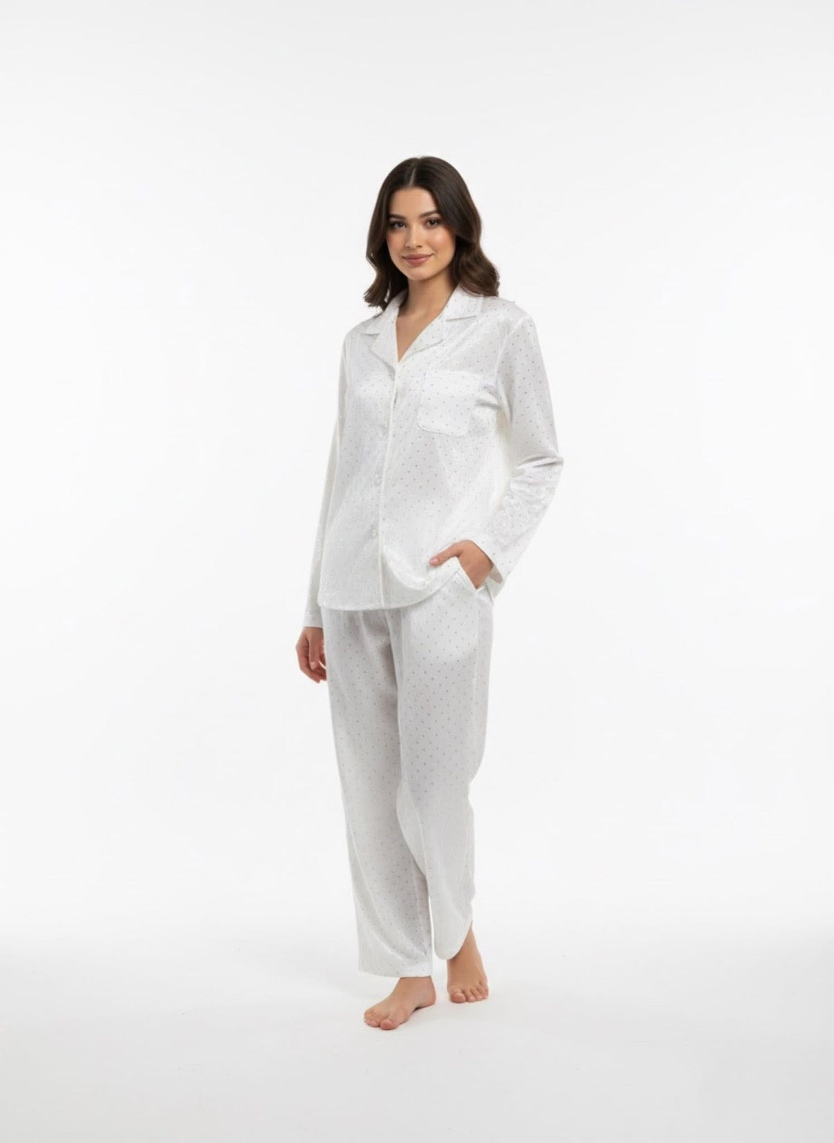 Bloom Lady White Studs Velvet Pajama – Brandly Store